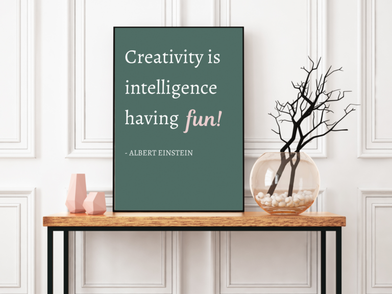 Albert Einstein Quote - Creativity is intelligence | Wall Art | Museum ...